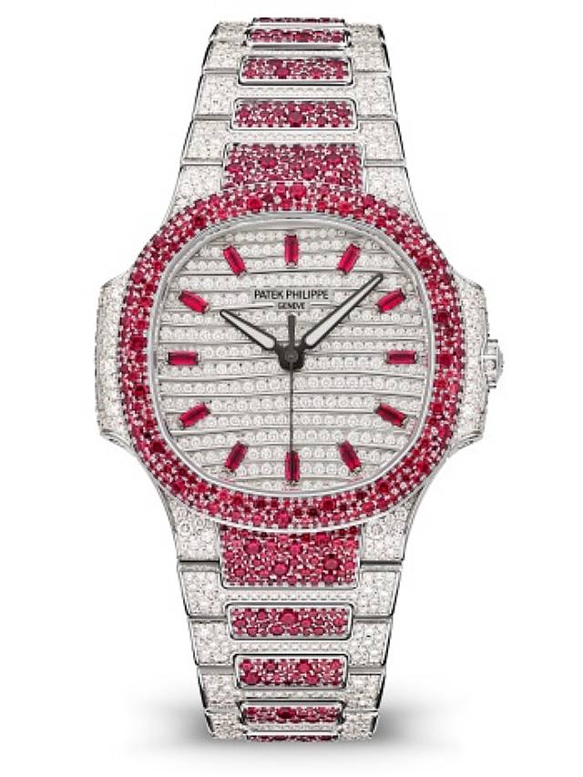 Patek Philippe Nautilus Haute Joaillerie Quartz Ruby Diamond Ladies ...