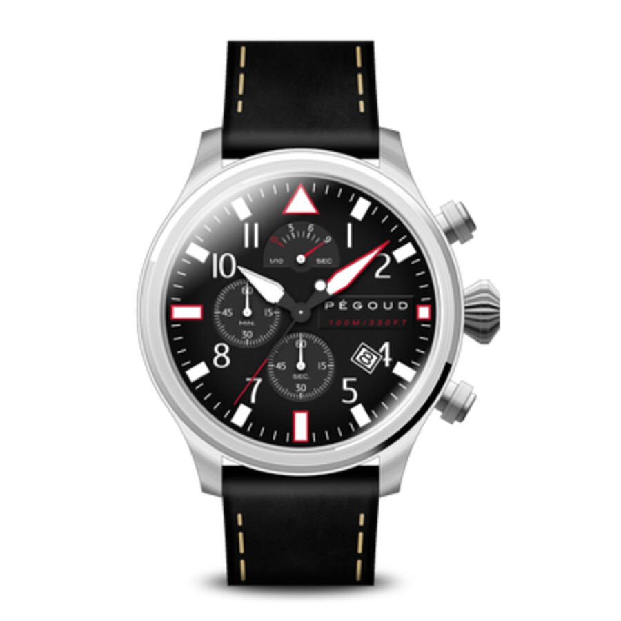 Pegoud Pilotage Retrograde Chronograph Quartz Black Dial Men's Watch PG ...