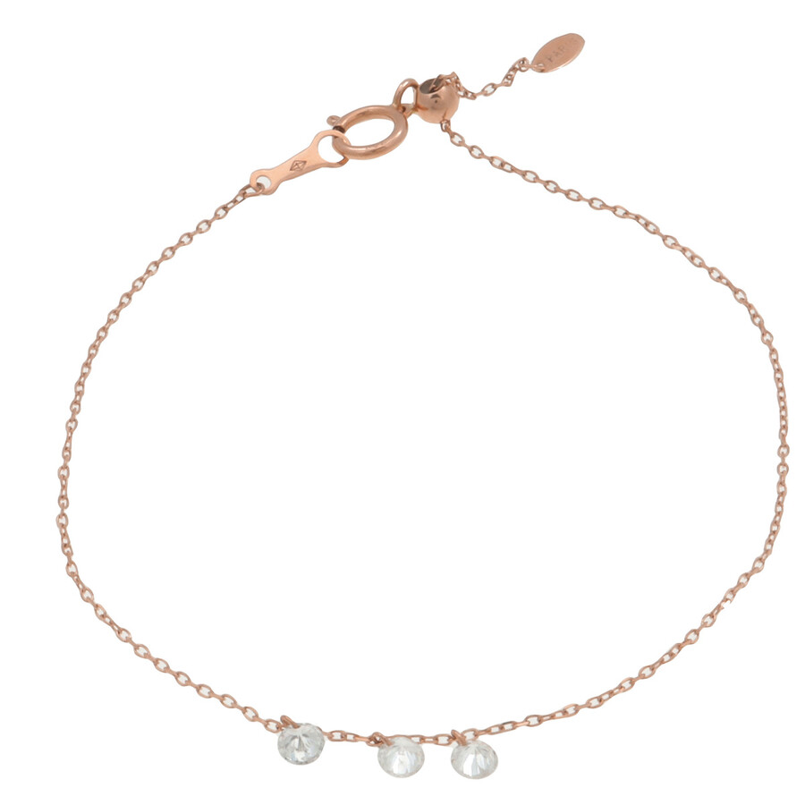 Persee Danae 18k Rose Gold Suspended 3 Diamond Bracelet B6762-RG ...
