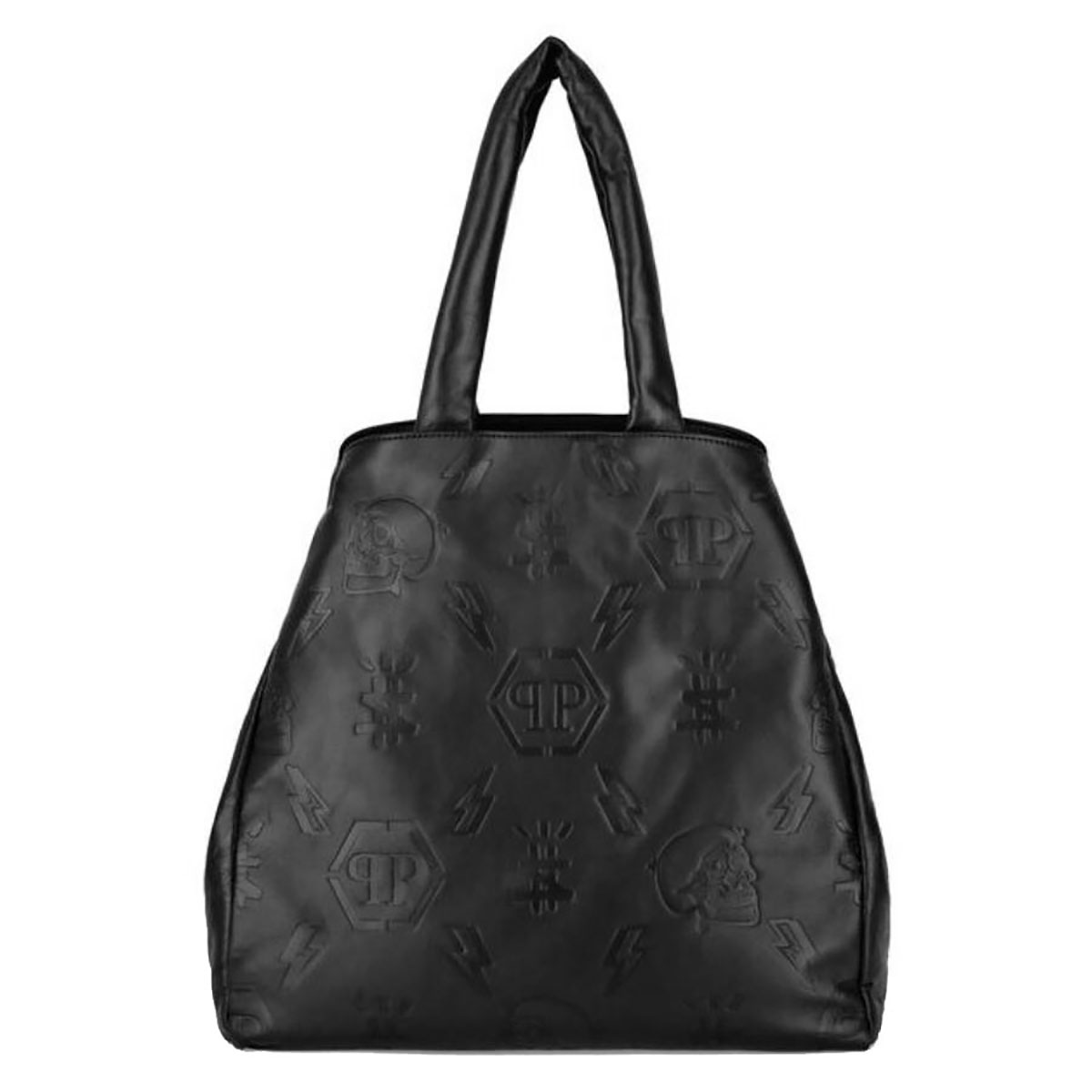 Philipp Plein Embossed Monogram Maxi Leather Tote Bag UABA-WBA1363 ...