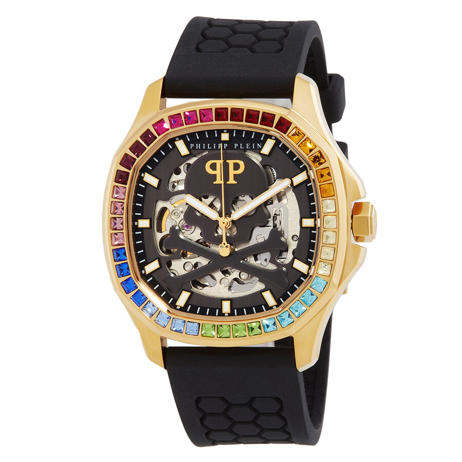 Philipp Plein Skeleton Spectre Automatic Crystal Black Dial Men's Watch ...