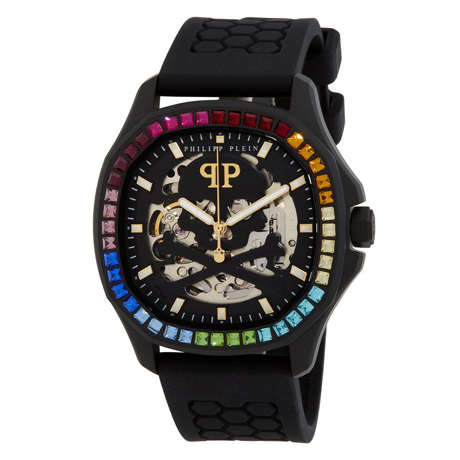 Philipp Plein Skeleton Spectre Automatic Crystal Black Dial Men's Watch ...