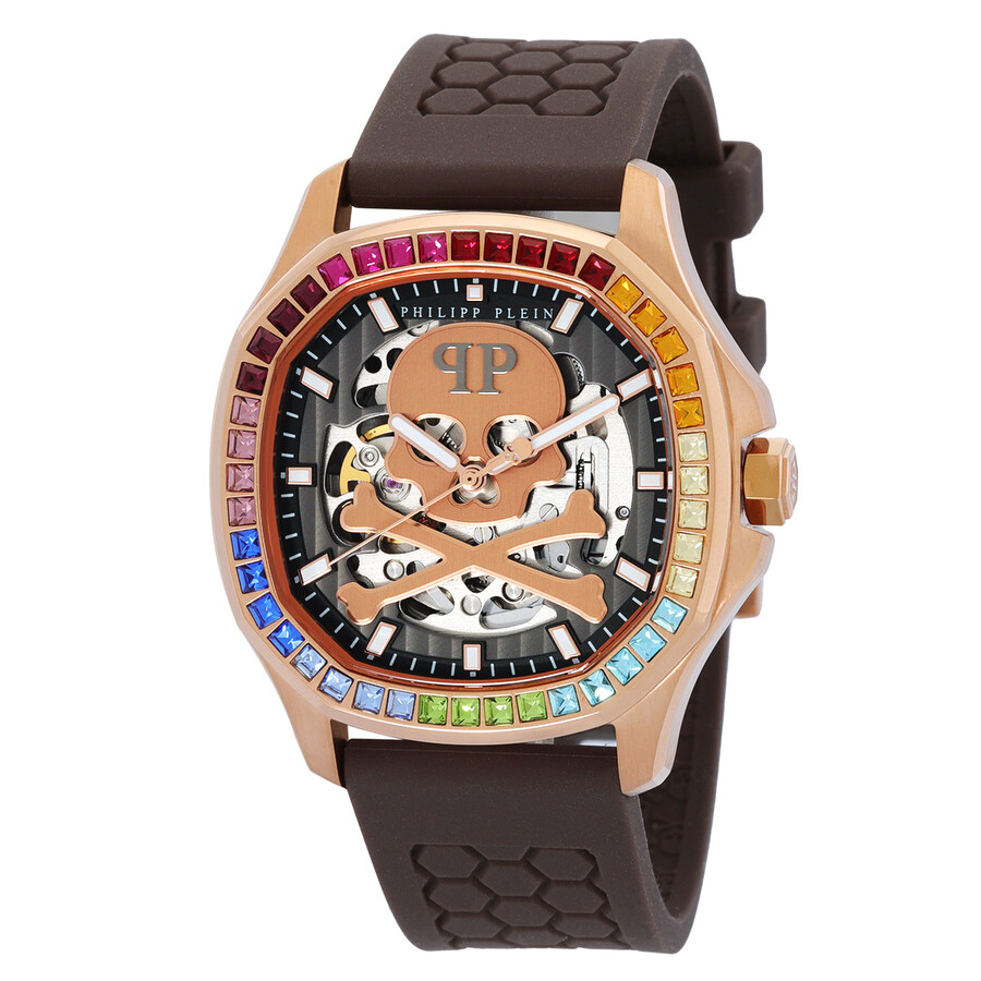 Philipp Plein Skeleton Spectre Automatic Crystal Silver Dial Men's ...