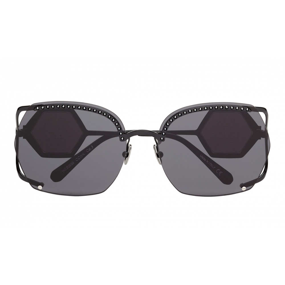 Philipp Plein Statement Black Smoked Oversized Ladies Sunglasses 000 ...