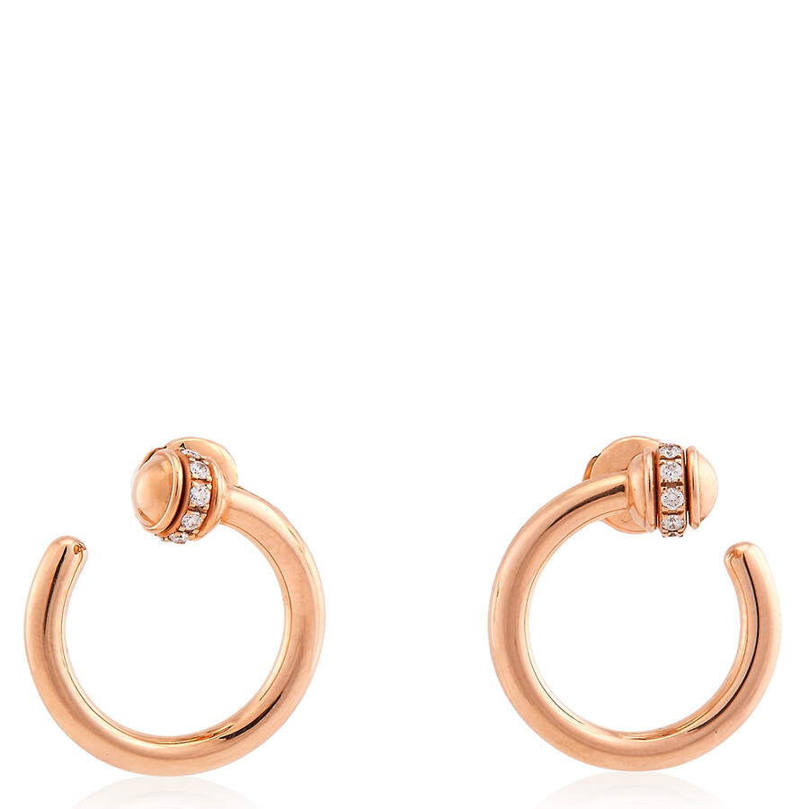 Piaget Possession 18k Rose Gold Diamond Open-Hoop Earrings G38PV700 ...