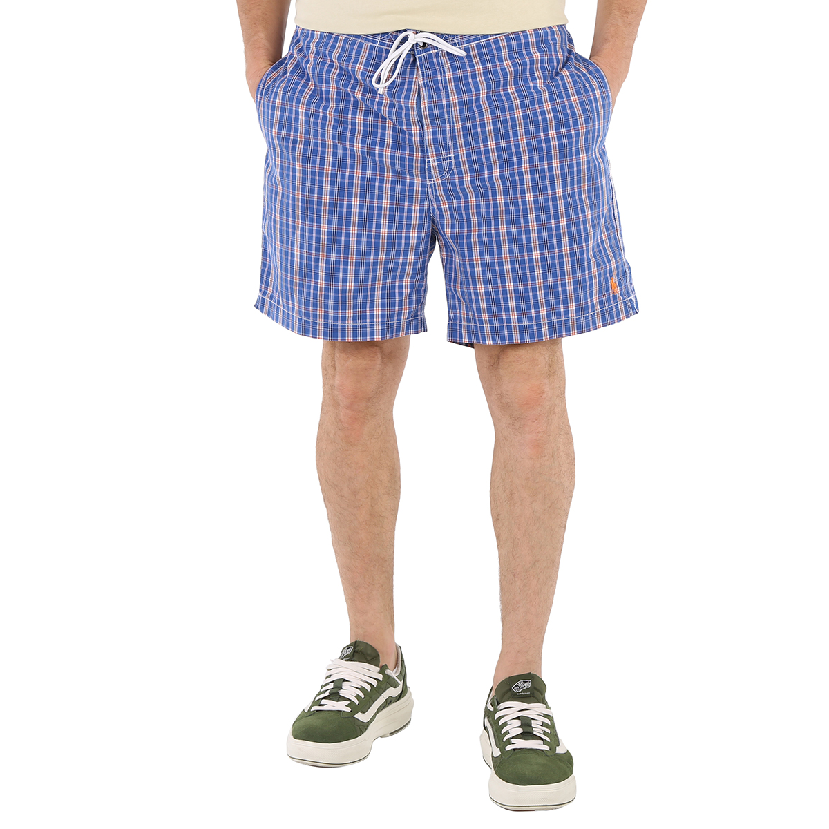 Polo Ralph Lauren Blue Check Pattern Swim Shorts, Size Large 4194258 ...