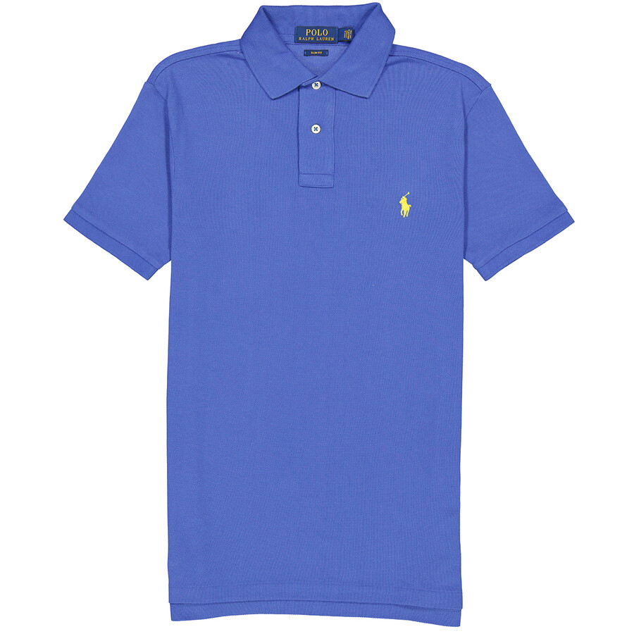 Polo Ralph Lauren Blue Slim Fit Knit Polo Shirt, Brand Size Small ...
