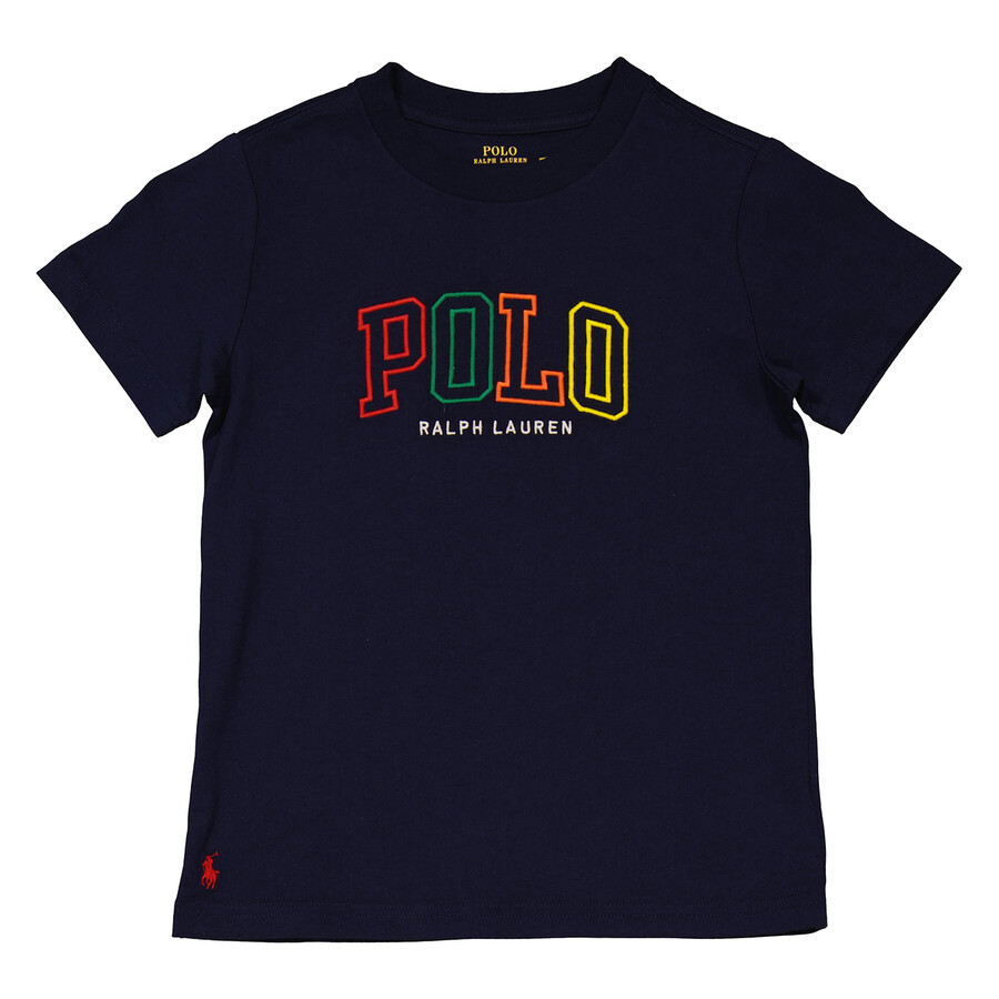 Polo Ralph Lauren Boys Cruise Navy Polo Logo T-Shirt, Size 6 322902404001 - Clothing - Jomashop