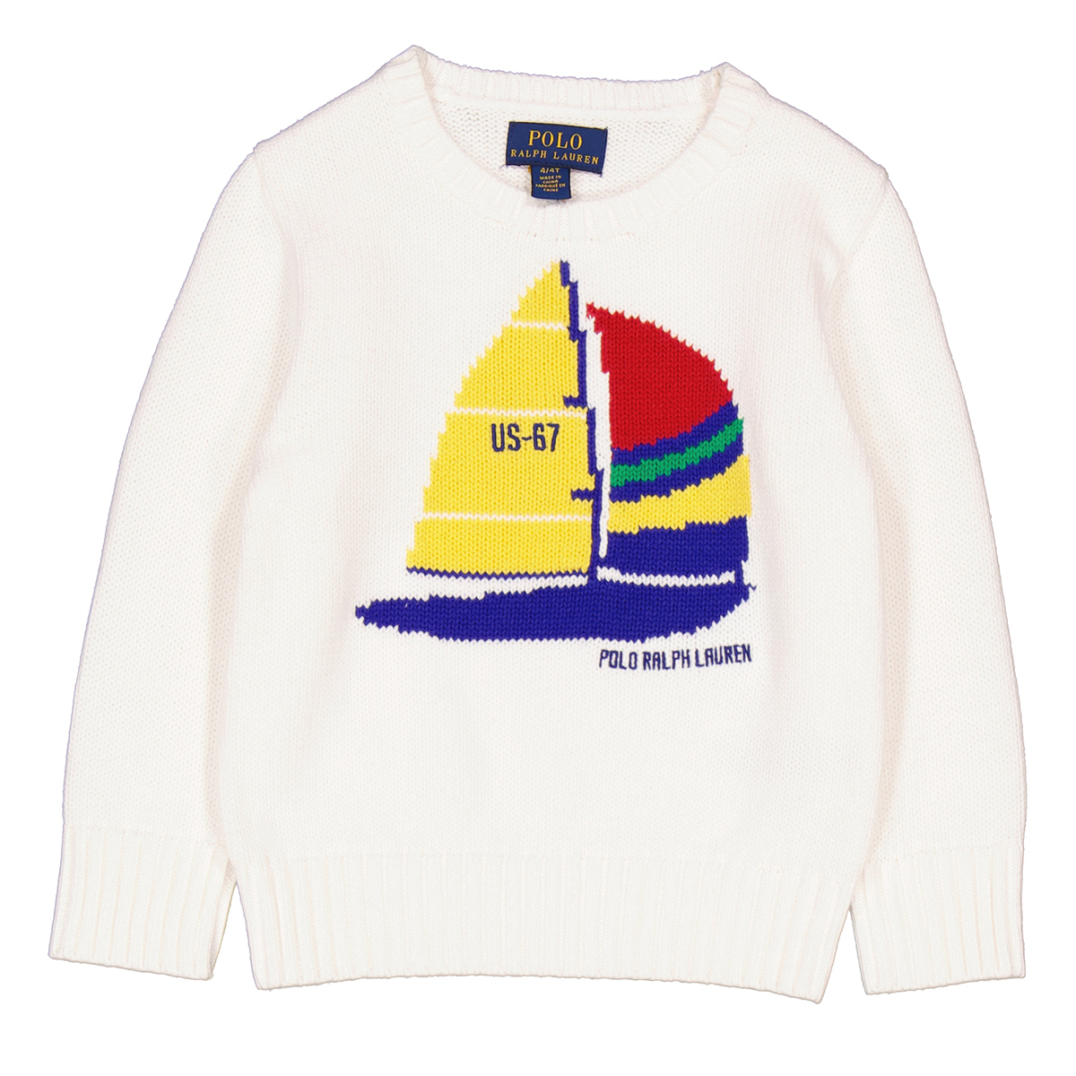 Polo Ralph Lauren Boys Deckwash White Sail Boat Embroidered Jumper ...