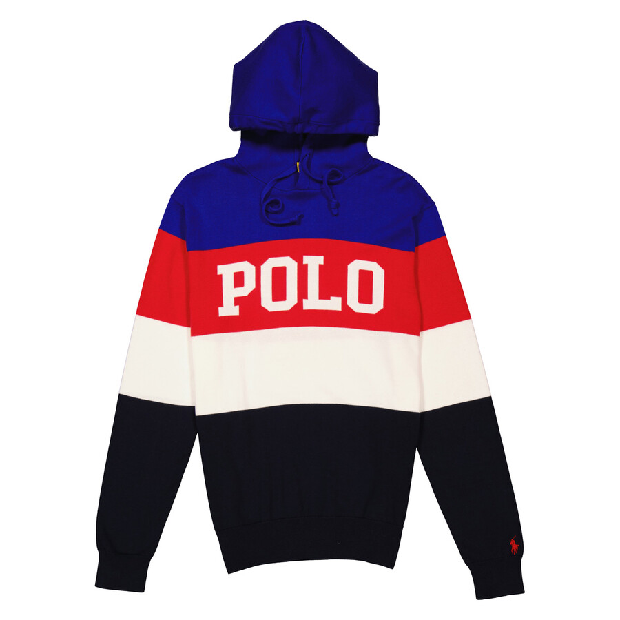 Polo Ralph Lauren Colorblock Cotton Logo Pullover Hooded Sweater, Size ...
