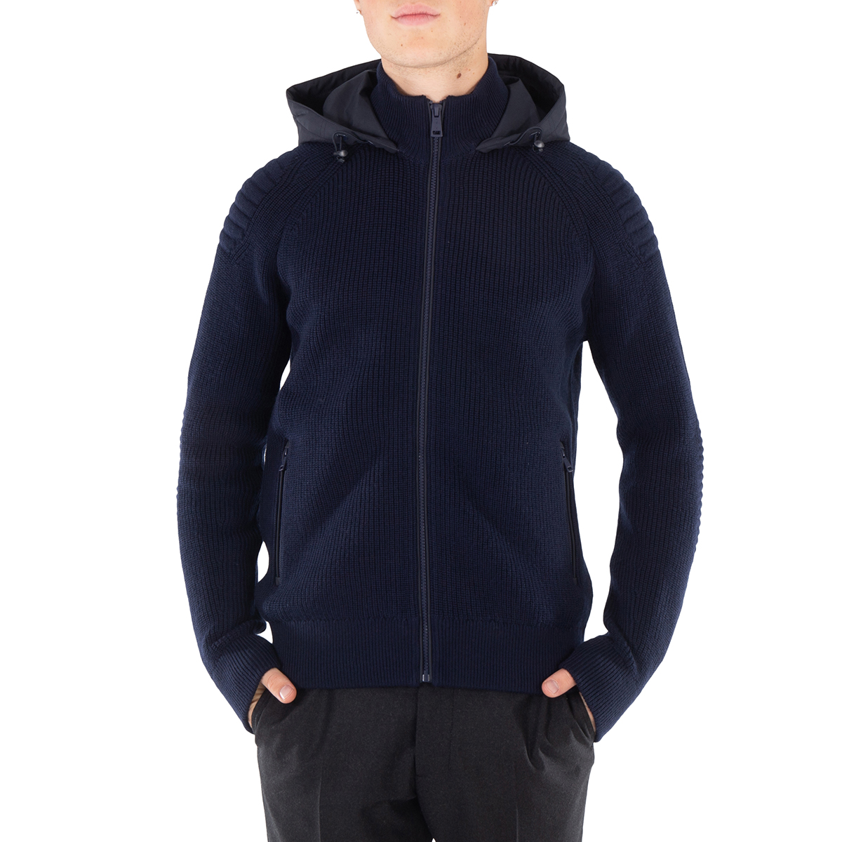 Polo Ralph Lauren Navy Wool Full Zip Hooded Sweater, Size Large ...