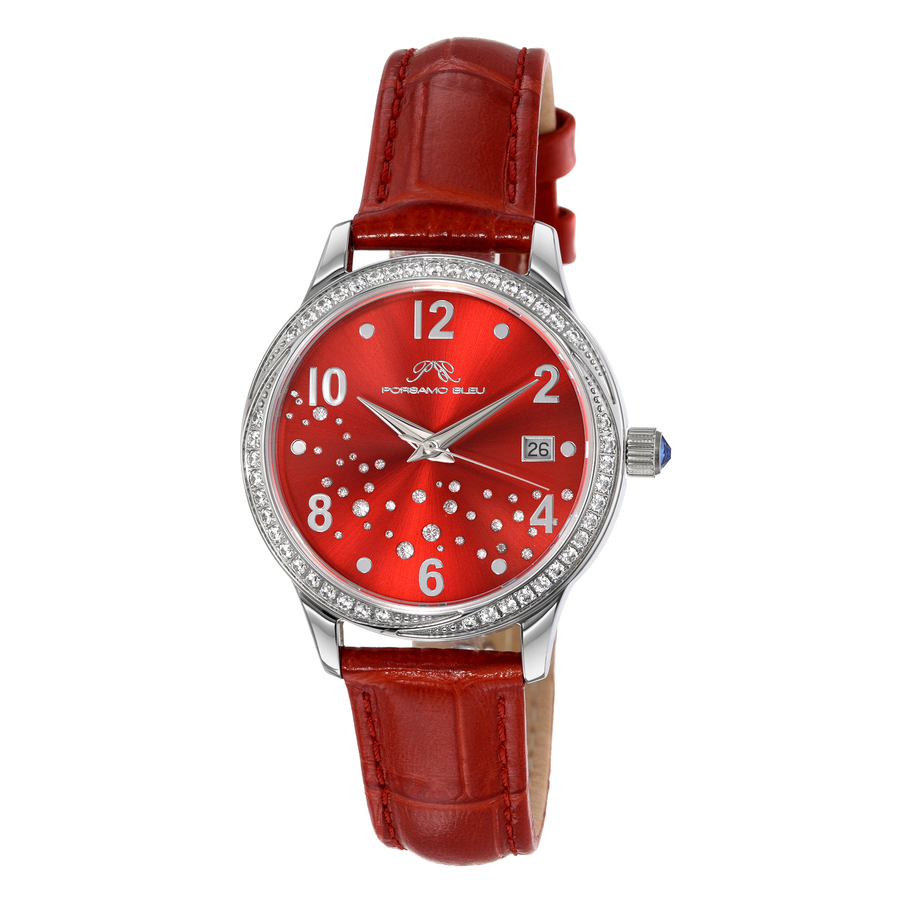 Porsamo Bleu Ruby Quartz Red Dial Ladies Watch 1142CRUL 819179028445 ...