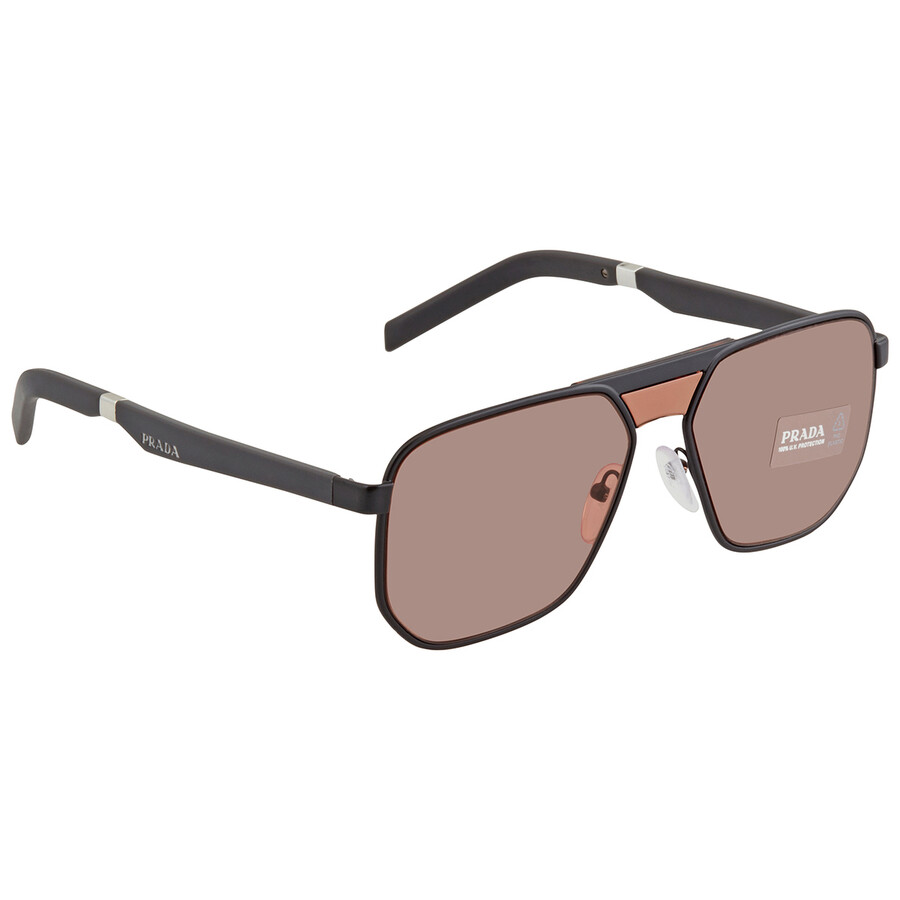 Prada Dark Violet Rectangular Men's Sunglasses PR 60WS NAR08M 58 ...