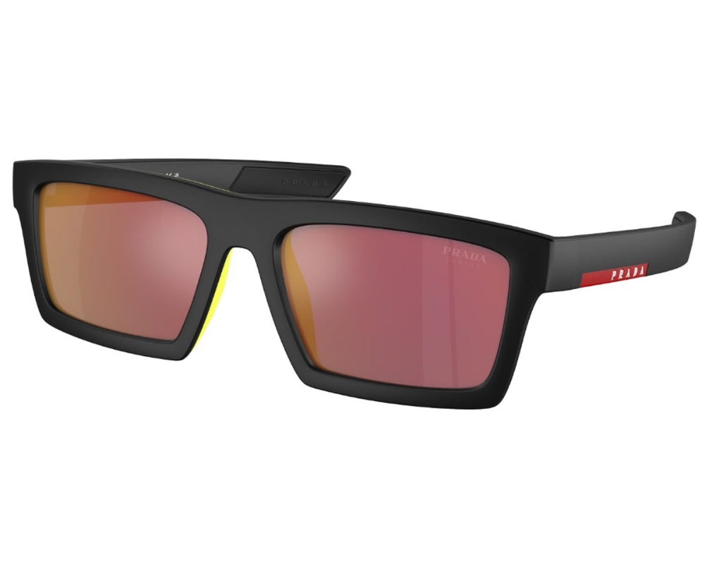 Prada Linea Rossa Red Mirror Rectangular Men's Sunglasses PS 02ZSU ...