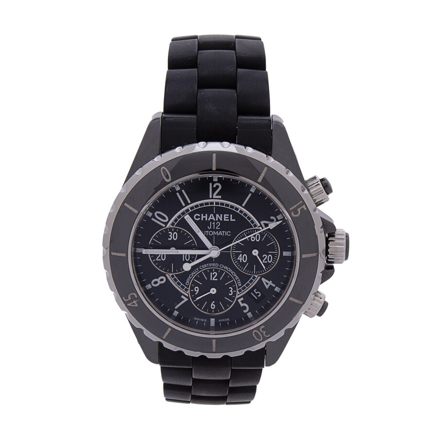 Chanel Pre-owned Chanel J12 Chronograph Automatic Black Dial Ladies Watch H1007 - Pre-Owned ...