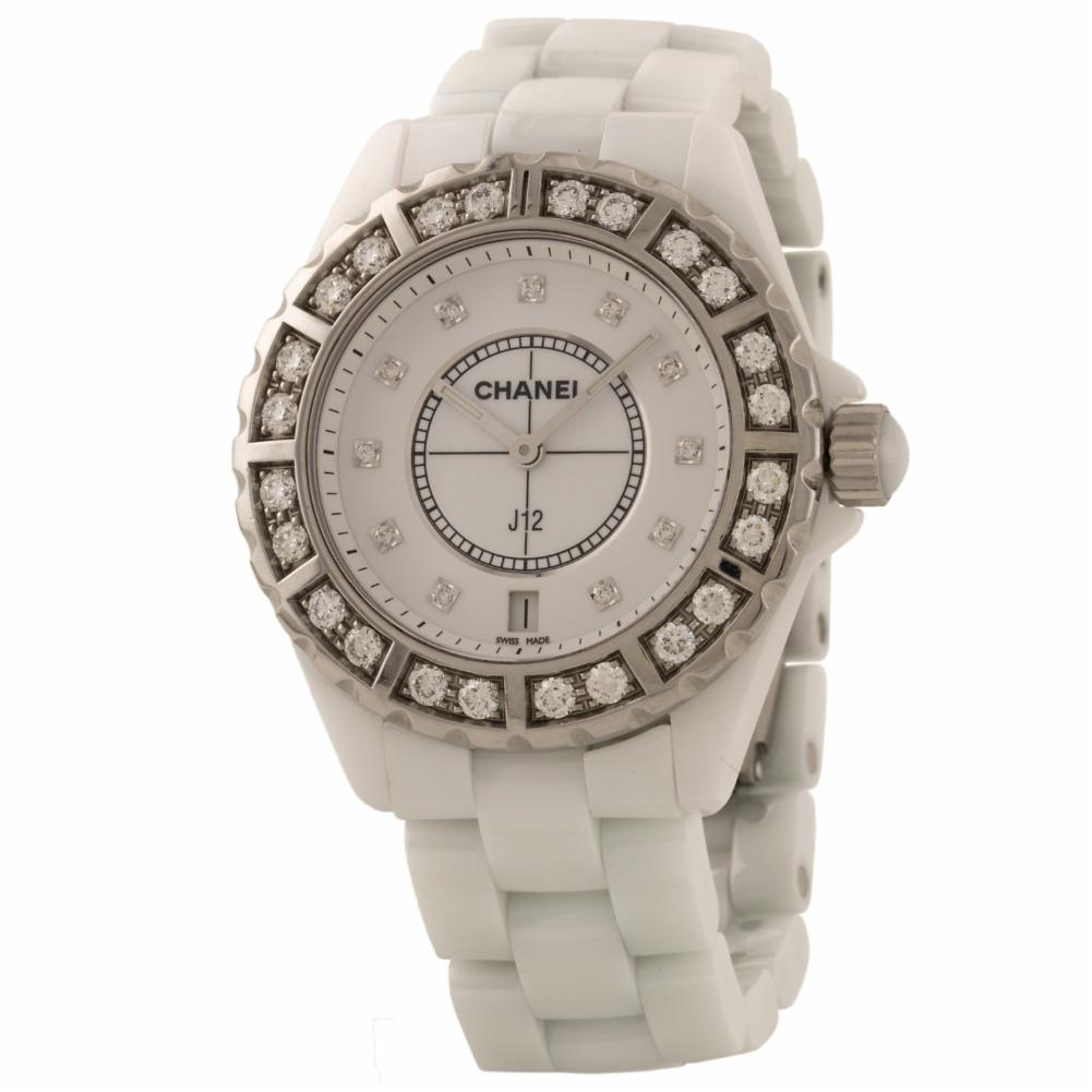 Chanel Pre-owned Chanel J12 Diamond White Dial Ladies Watch H2430 - Pre ...