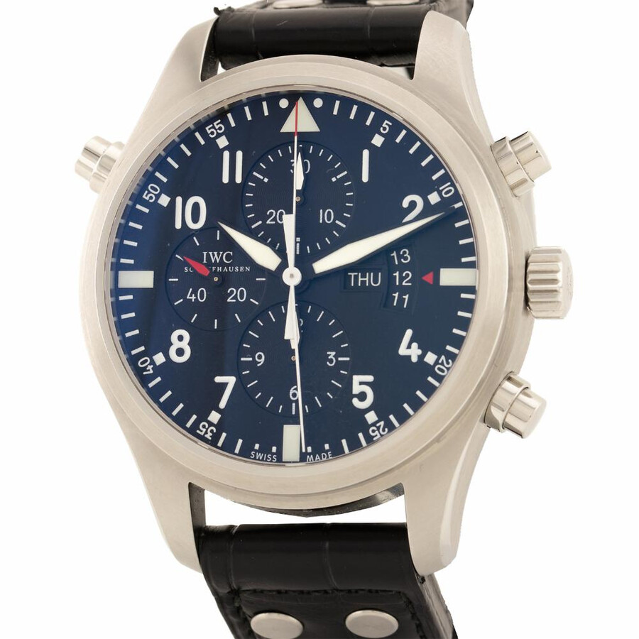 Pre-owned IWC Pilot Chronograph Automatic Black Dial Men's Watch ...