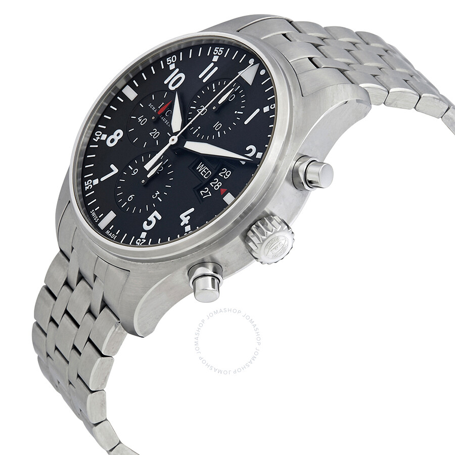 Pre-Owned IWC Pilots Chronograph Automatic Stainless Steel Men's Watch ...