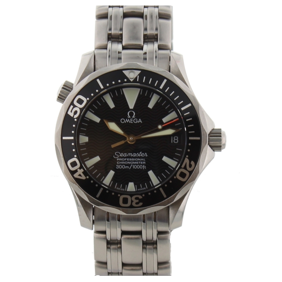 Omega Pre-owned Omega Seamaster Automatic Chronometer Black Dial Watch ...