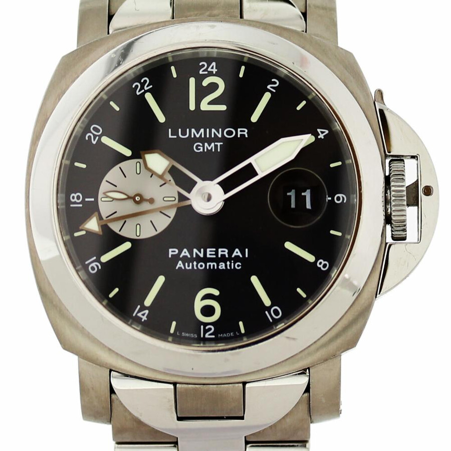 Panerai Pre-owned Panerai Luminor GMT Automatic Black Dial Men's Watch ...