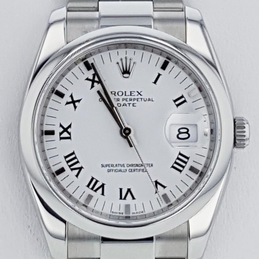 Pre-owned Rolex Date Automatic Chronometer White Dial Men's Watch ...