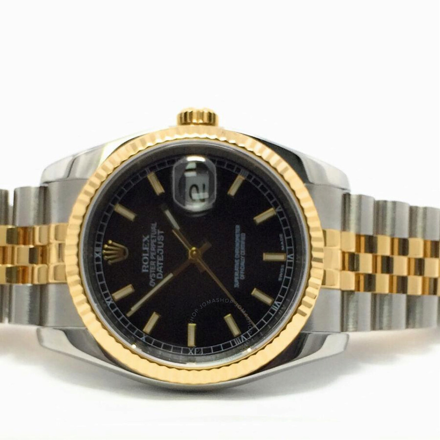 Pre-owned Rolex Datejust Automatic Chronometer Black Dial Men's Watch ...