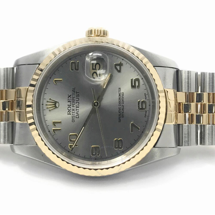 Pre-owned Rolex Datejust Automatic Chronometer Grey Dial Men's Watch ...
