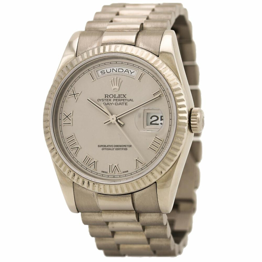 Rolex Pre-owned Rolex Day-Date Automatic Chronometer Silver Dial Men's ...