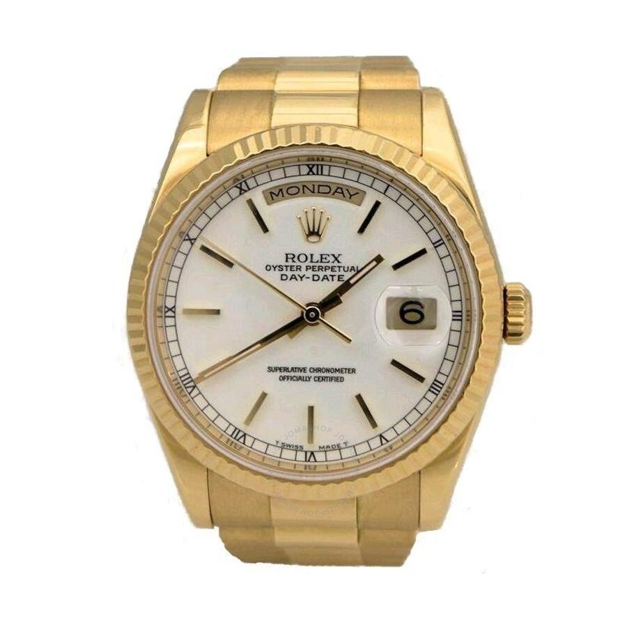Rolex Pre-owned Rolex Day-Date Automatic Chronometer White Dial Men's ...