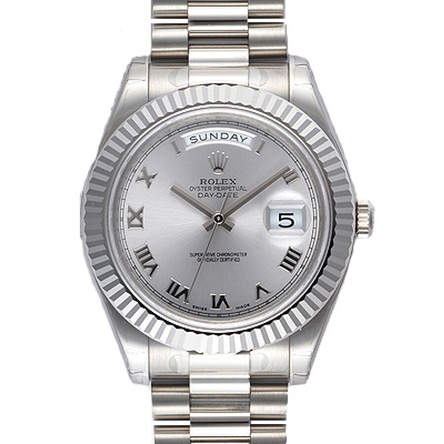 Rolex Pre-owned Rolex Day-Date II Automatic Chronometer Diamond Silver ...