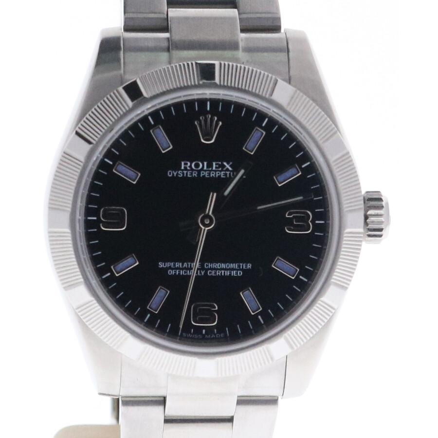 Rolex Pre-owned Rolex No Date Automatic Chronometer Black Dial Ladies ...