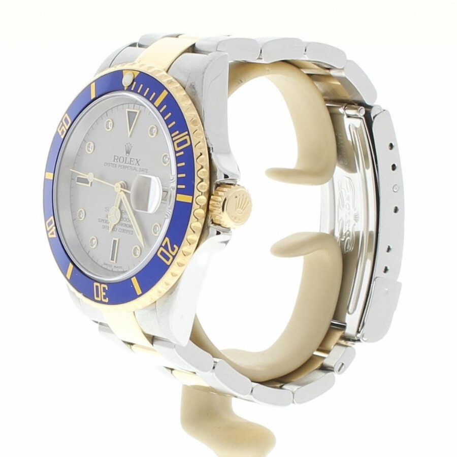 Pre-owned Rolex Submariner Automatic Chronometer Diamond Silver Dial ...
