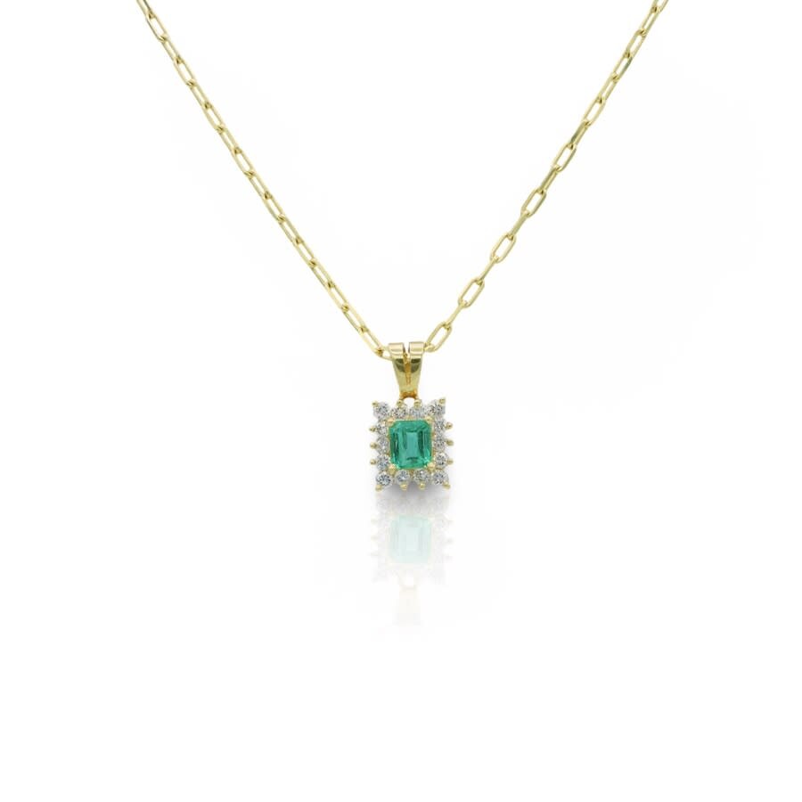 Tresorra Pre-Owned 14K & 18K Yellow Gold Emerald & Diamond Necklace ...