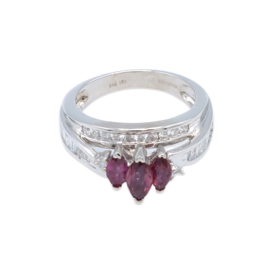 Estate Jewelry Pre-Owned 14K White Gold Diamond & Ruby Ring 62956 - Pre ...