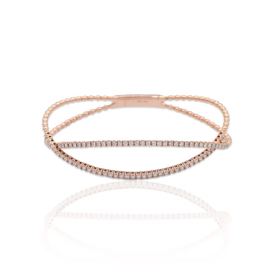 Estate Jewelry Pre-Owned 18K Rose Gold Diamond Flex Bangle 63166 - Pre ...