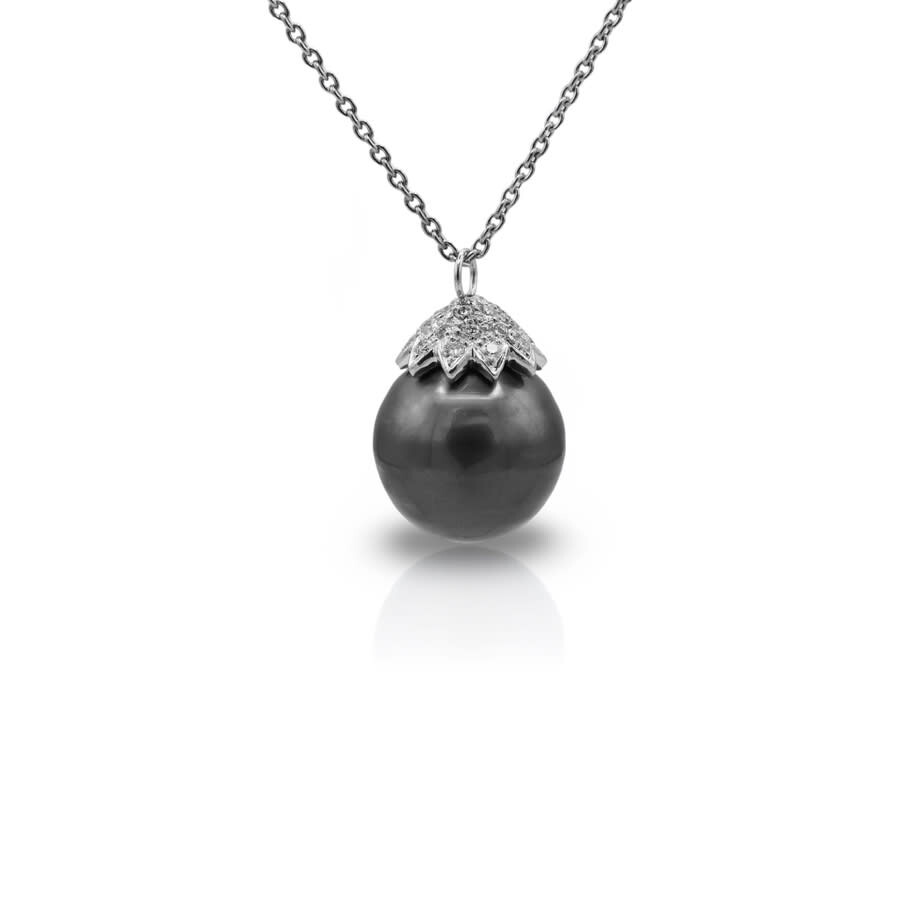 Tresorra Pre-Owned 18K White Gold Diamond & Pearl Necklace 65999 - Pre ...