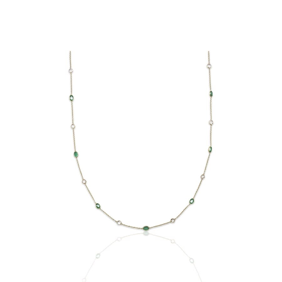 Estate Jewelry Pre-Owned 18K Yellow Gold Emeralds & Diamond Necklace ...