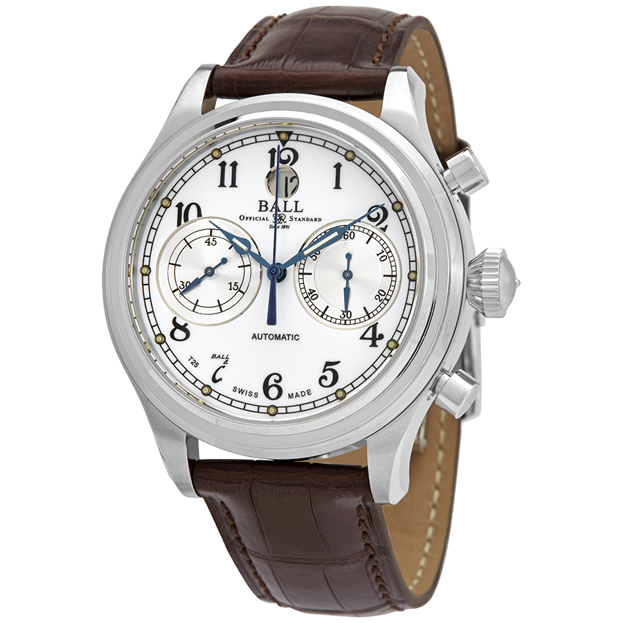 Ball Pre-owned Ball Trainmaster Cannonball Chronograph Automatic White ...