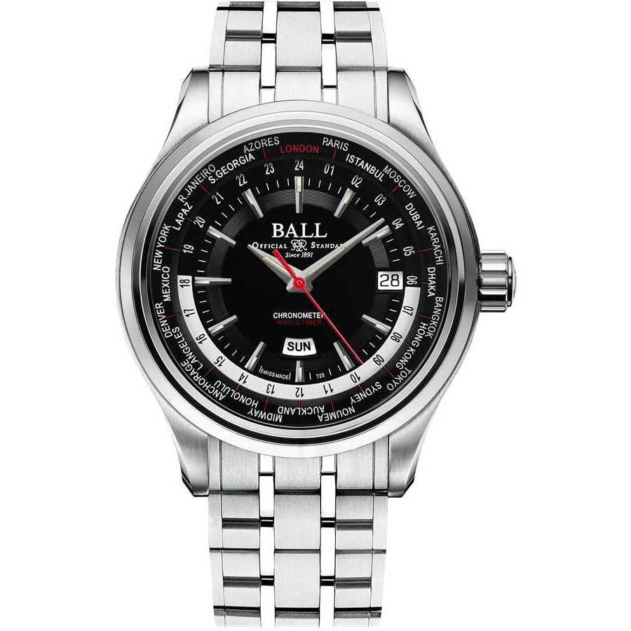 Ball Pre-owned Ball World Time Automatic Chronometer Black Dial Men's ...