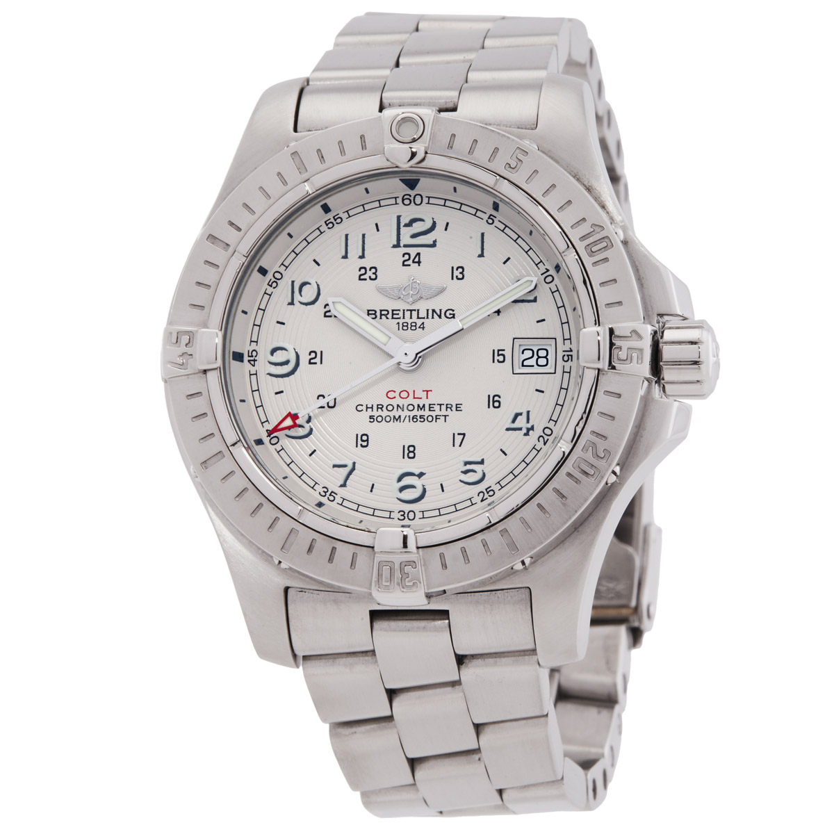 Breitling Pre-owned Breitling Colt II Quartz Silver Dial Men's Watch ...