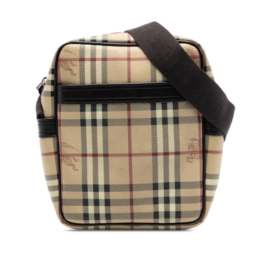 Burberry Pre-owned Burberry Haymarket Check Coated Canvas Crossbody ...
