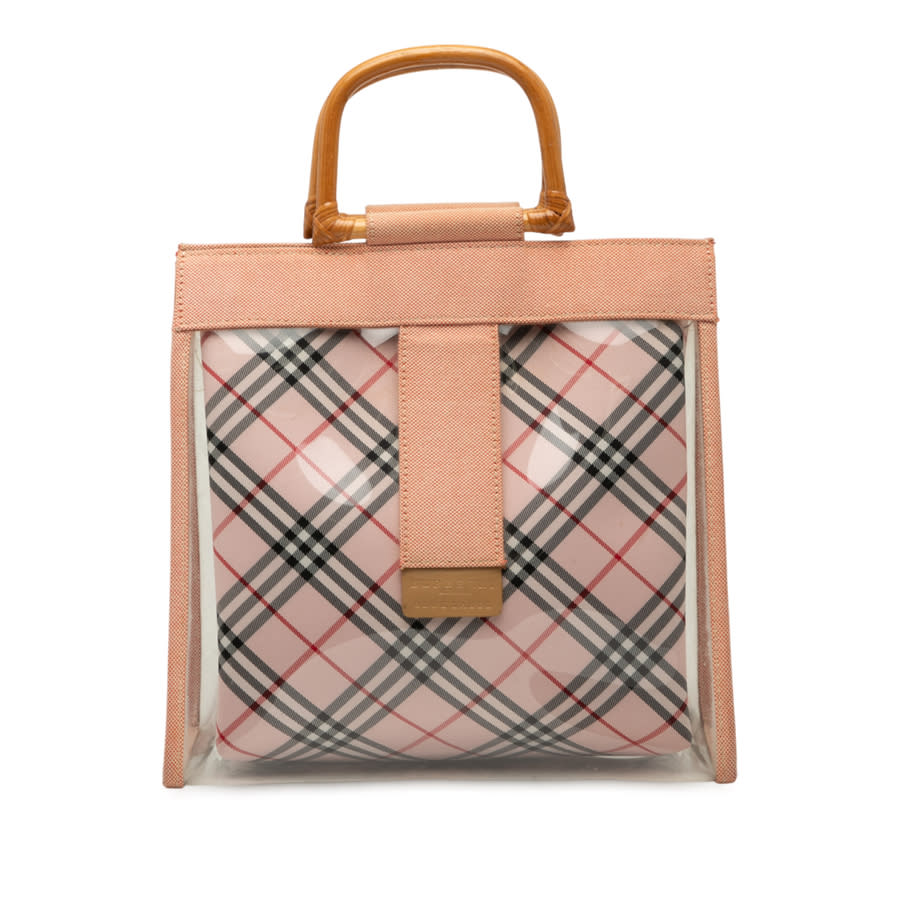 Burberry Pre-owned Burberry Vinyl And Nova Check Canvas Bamboo Tote ...
