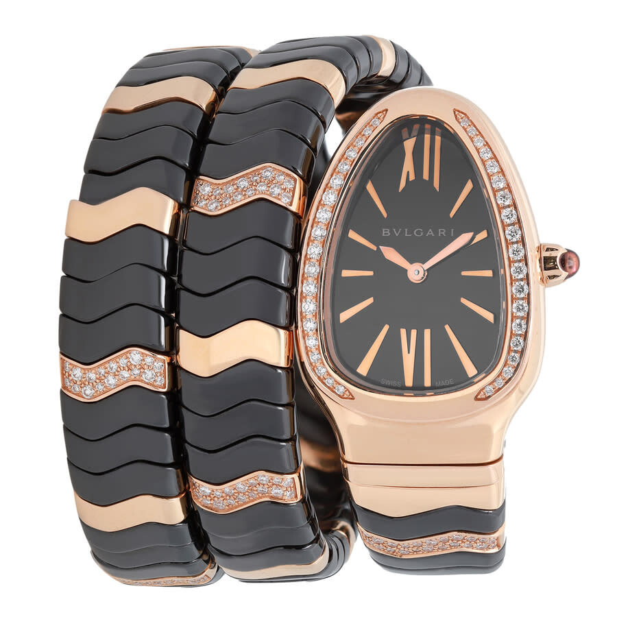 Bvlgari Pre-owned Bvlgari Bvlgari Serpenti Spiga Quartz Diamond Black ...