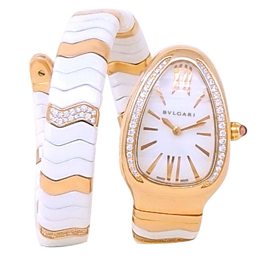 Bvlgari Pre-owned Bvlgari Serpenti Spiga White Lacquered Dial Ladies ...