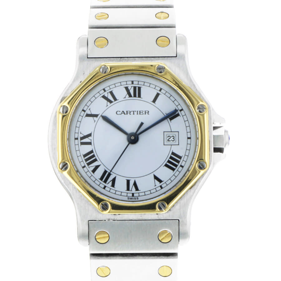 Cartier Pre-owned Cartier Octagon Santos Automatic White Dial Men's ...