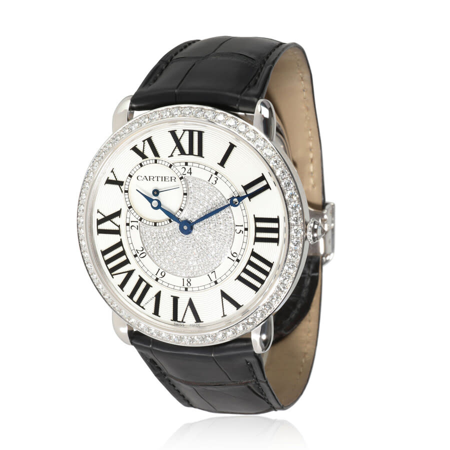 Cartier Pre-owned Cartier Ronde Louis Cartier GMT Diamond 18 kt white ...