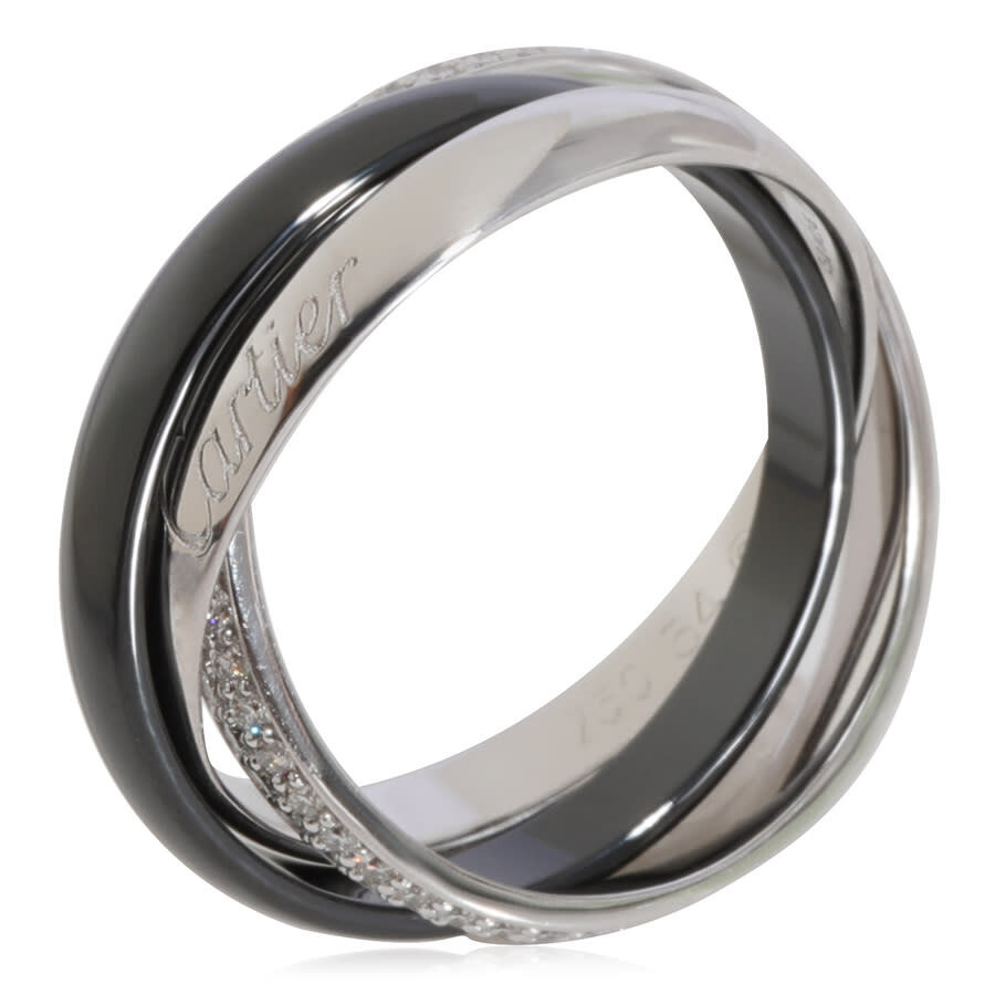 Cartier Pre-Owned Cartier Trinity Ceramic Diamond Ring in 18k White ...