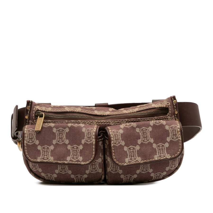 Celine Pre-owned Celine Macadam Denim Double Pocket Belt Bag Ladies ...
