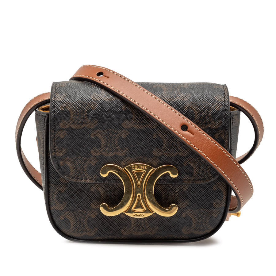 Celine Pre-owned Celine Mini Triomphe Coated Canvas Triomphe Crossbody ...