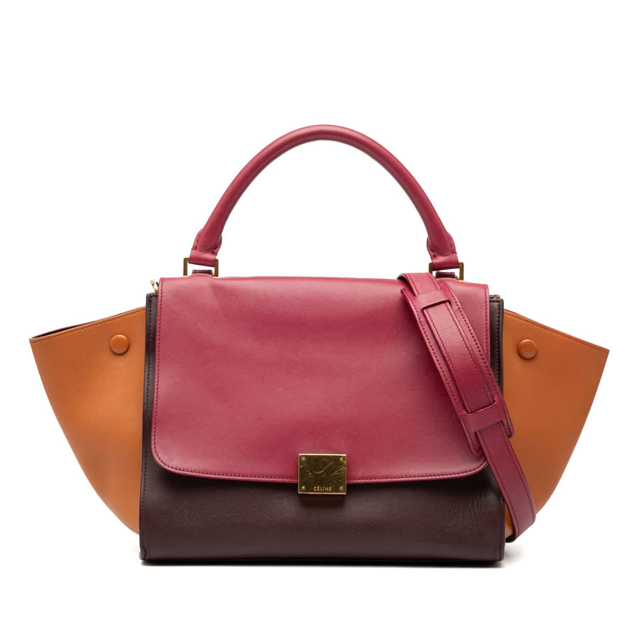 Celine Pre-owned Celine Small Tricolor Leather Trapeze Satchel Ladies F ...